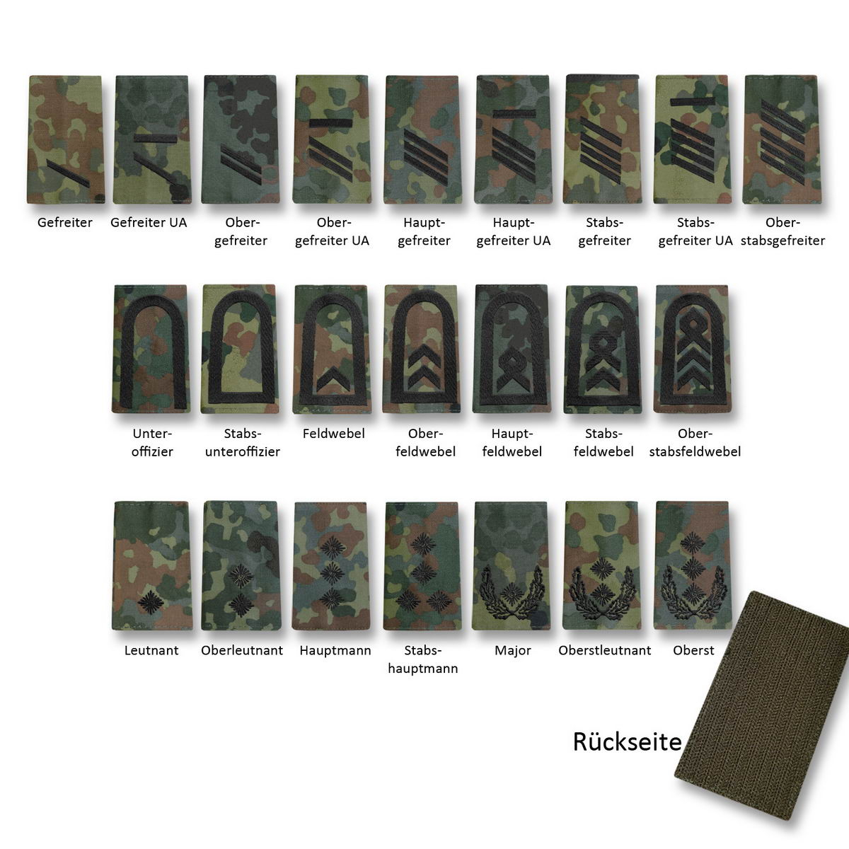 Bundeswehr Rangabzeichen Heer mit KLETT im Bundeswehr und Freizeitshop